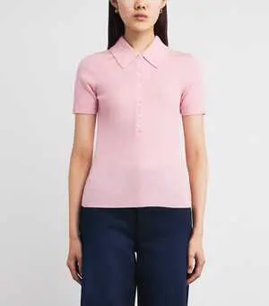 Maje Wool-silk Ribbed Polo Sweater