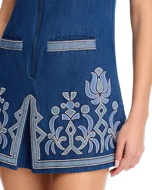 Ramy Brook Paulina Embroidered Denim Dress