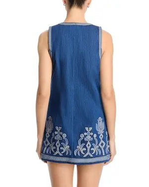 Ramy Brook Paulina Embroidered Denim Dress