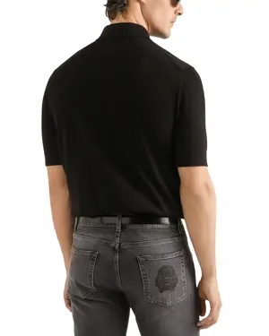 Dolce & Gabbana Logo Emblem Polo Shirt - Black