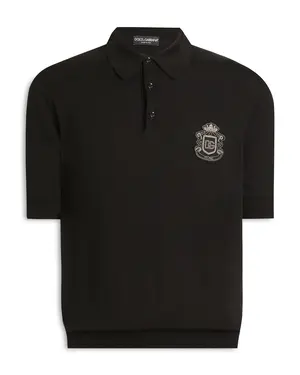 Dolce & Gabbana Logo Emblem Polo Shirt - Black