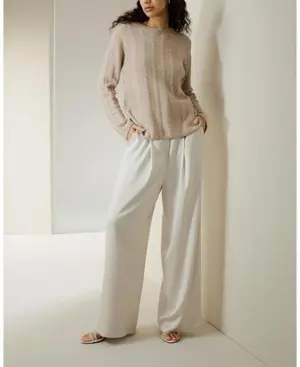 Lilysilk Semi Sheer Cable Knit Cashmere Sweater
