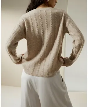 Lilysilk Semi Sheer Cable Knit Cashmere Sweater