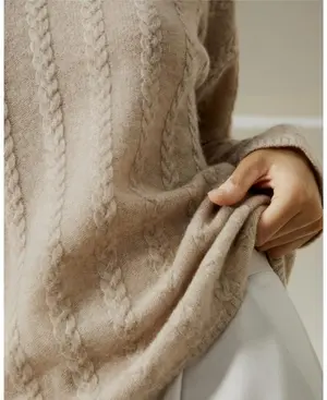 Lilysilk Semi Sheer Cable Knit Cashmere Sweater