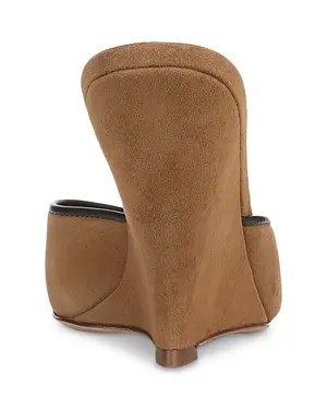 Veronica Beard Mirabel Peep Toe Wedge Heel Sandals - Chestnut/black