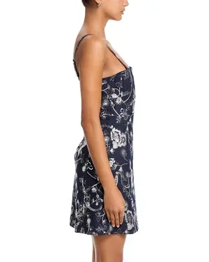 Cinq À Sept Zack Garden Embroidered Denim Mini Dress