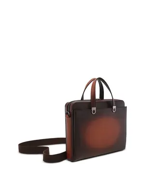 FERRAGAMO Gancini Leather Briefcase - New Cognac