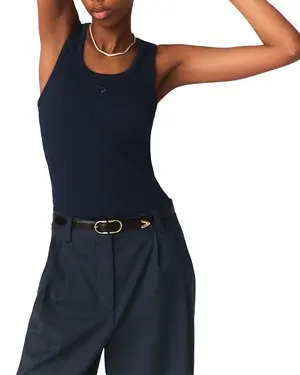 Maje Rib Knit Tank Top - Navy