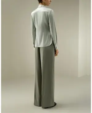 Lilysilk Elegant Slim Fit Silk Shirt - Silver Sage