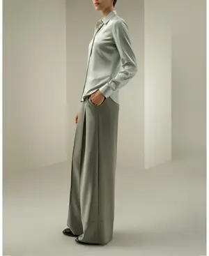 Lilysilk Elegant Slim Fit Silk Shirt - Silver Sage
