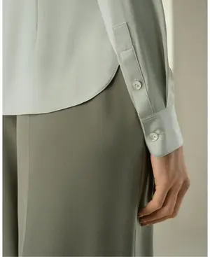 Lilysilk Elegant Slim Fit Silk Shirt - Silver Sage