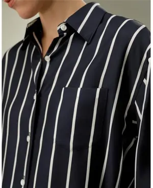 Lilysilk Silk Twill Striped Button-down Shirt
