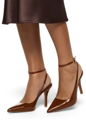 Aldo Nikoletta Pointed Toe Ankle Strap Pumps - Camel