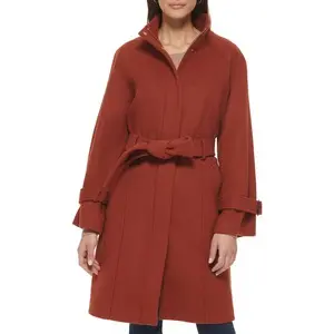 Cole Haan Melton Belted Coat - Rust