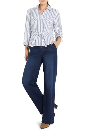 NIC+ZOE Striped Tie-front Button-up Shirt