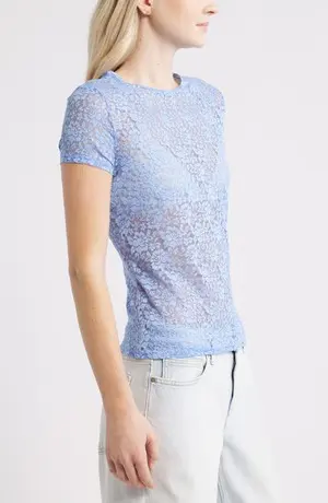 Bp. Stretch Lace Top - Blue Haze
