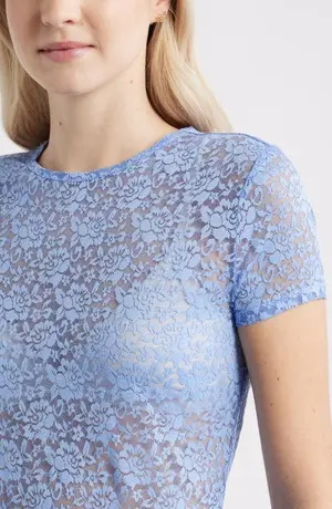 Bp. Stretch Lace Top - Blue Haze