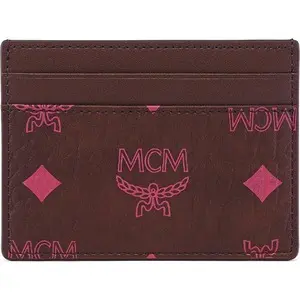 Mcm Aren Card Case In Visetos - Cinnamon