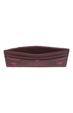 Mcm Aren Card Case In Visetos - Cinnamon