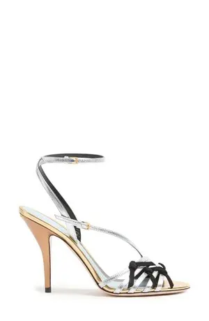 Valentino Garavani Metallic Ankle Strap Sandals - Silver Multi