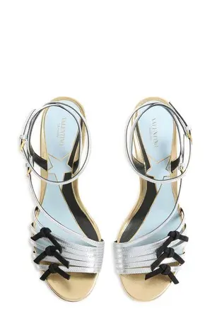 Valentino Garavani Metallic Ankle Strap Sandals - Silver Multi