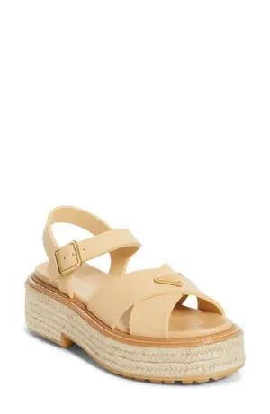 Prada Stride Flow Espadrille Platform Sandals - Naturale