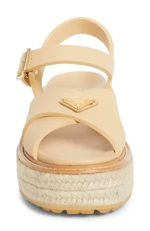 Prada Stride Flow Espadrille Platform Sandals - Naturale
