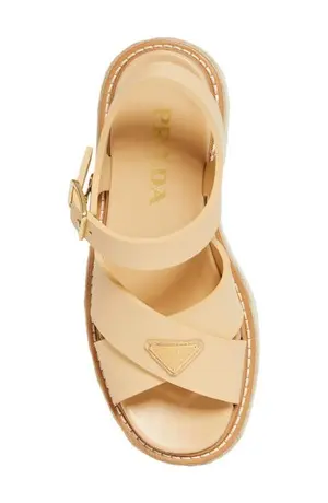 Prada Stride Flow Espadrille Platform Sandals - Naturale
