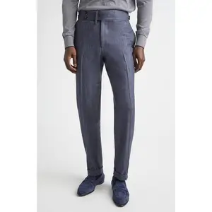 Isaia Denim Effect Stretch Wool Trousers - Medium Blue