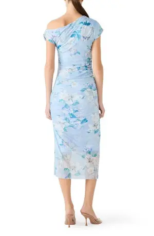Steve Madden Gracelyn Floral Ruched One-shoulder Midi Dress - Bloom