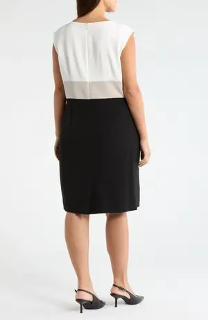 KASPER Colorblocked Stretch Sheath Dress