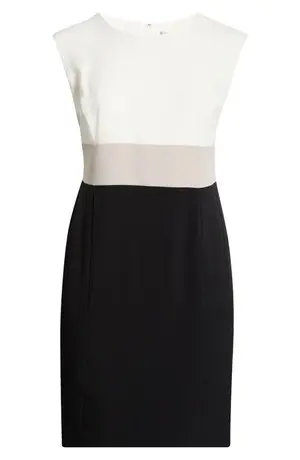 KASPER Colorblocked Stretch Sheath Dress