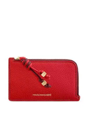MAISON DE SABRE Pebbled Leather Zip Card Holder - Red
