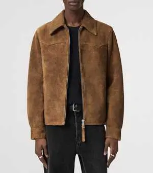 ALLSAINTS Dellcot Suede Jacket - Brown