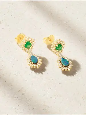 SUZANNE KALAN 18-karat Gold Multi-stone Drop Earrings - Green