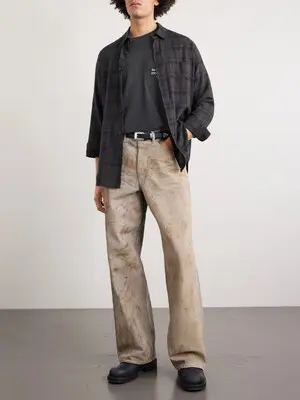 Acne Studios Exford U Oversized Logo-print Distressed Cotton-jersey T-shirt - Black