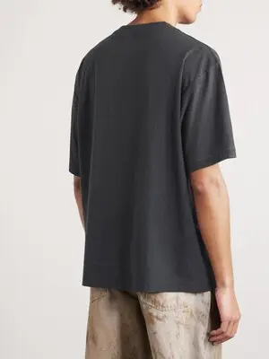 Acne Studios Exford U Oversized Logo-print Distressed Cotton-jersey T-shirt - Black