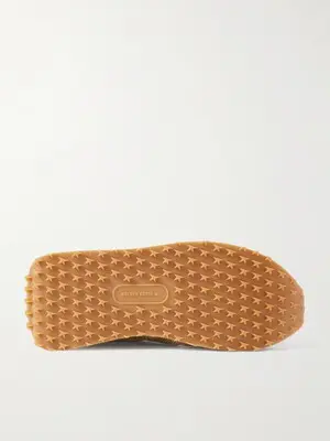 GOLDEN GOOSE Marathon Distressed Suede-trimmed Printed Mesh Sneakers - Neutrals