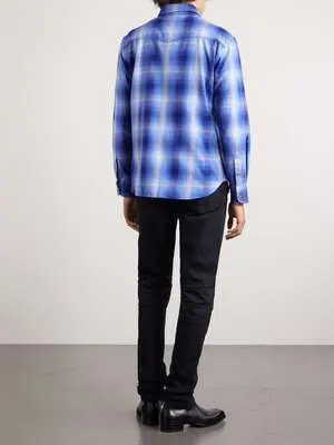 TOM FORD Slim-fit Checked Cotton-flannel Shirt - Navy