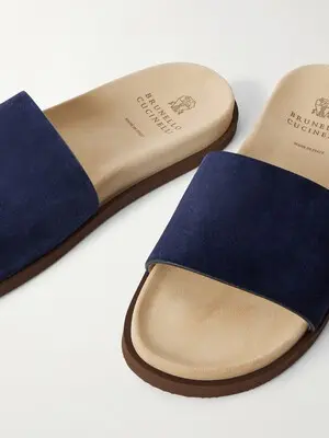 Brunello Cucinelli Suede Slides - Blue
