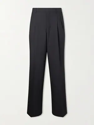 Men's Pleated Wide-Leg Wool Pants