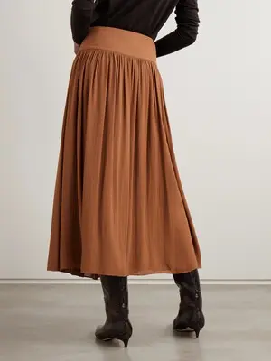 JOSEPH Santos Pinstriped Gathered Crepe Midi Skirt