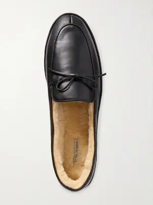 EMME PARSONS Parker Shearling-lined Leather Loafers - Black