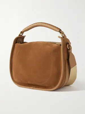 Burberry Leather-trimmed Suede Shoulder Bag - Brown