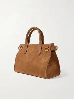 Burberry Leather-trimmed Suede Tote - Brown