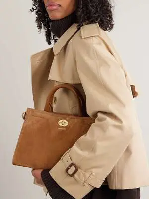 Burberry Leather-trimmed Suede Tote - Tan