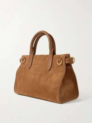 Burberry Leather-trimmed Suede Tote - Tan