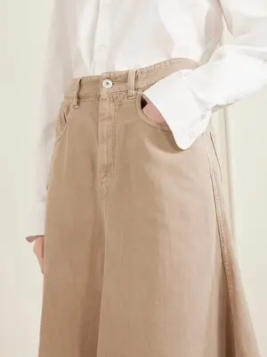 Brunello Cucinelli Cotton And Linen-blend Twill Midi Skirt