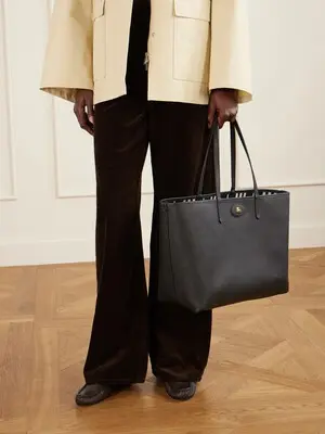 Burberry Reversible Leather And Checked Canvas Tote