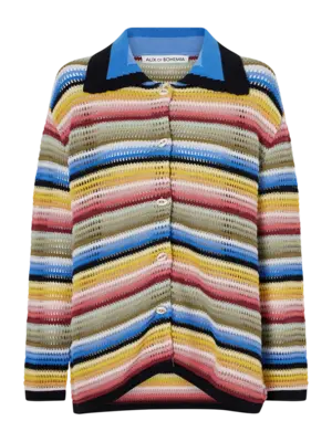 Alix Of Bohemia Emery Striped Crocheted Cotton Cardigan - Multi